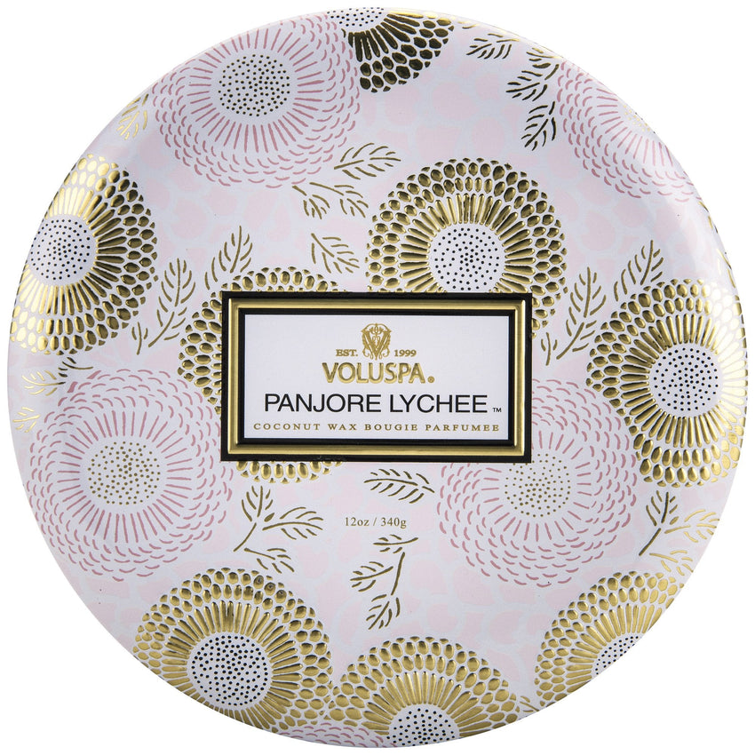 Panjore Lychee | 3 Wick Tin Candle | VOLUSPA